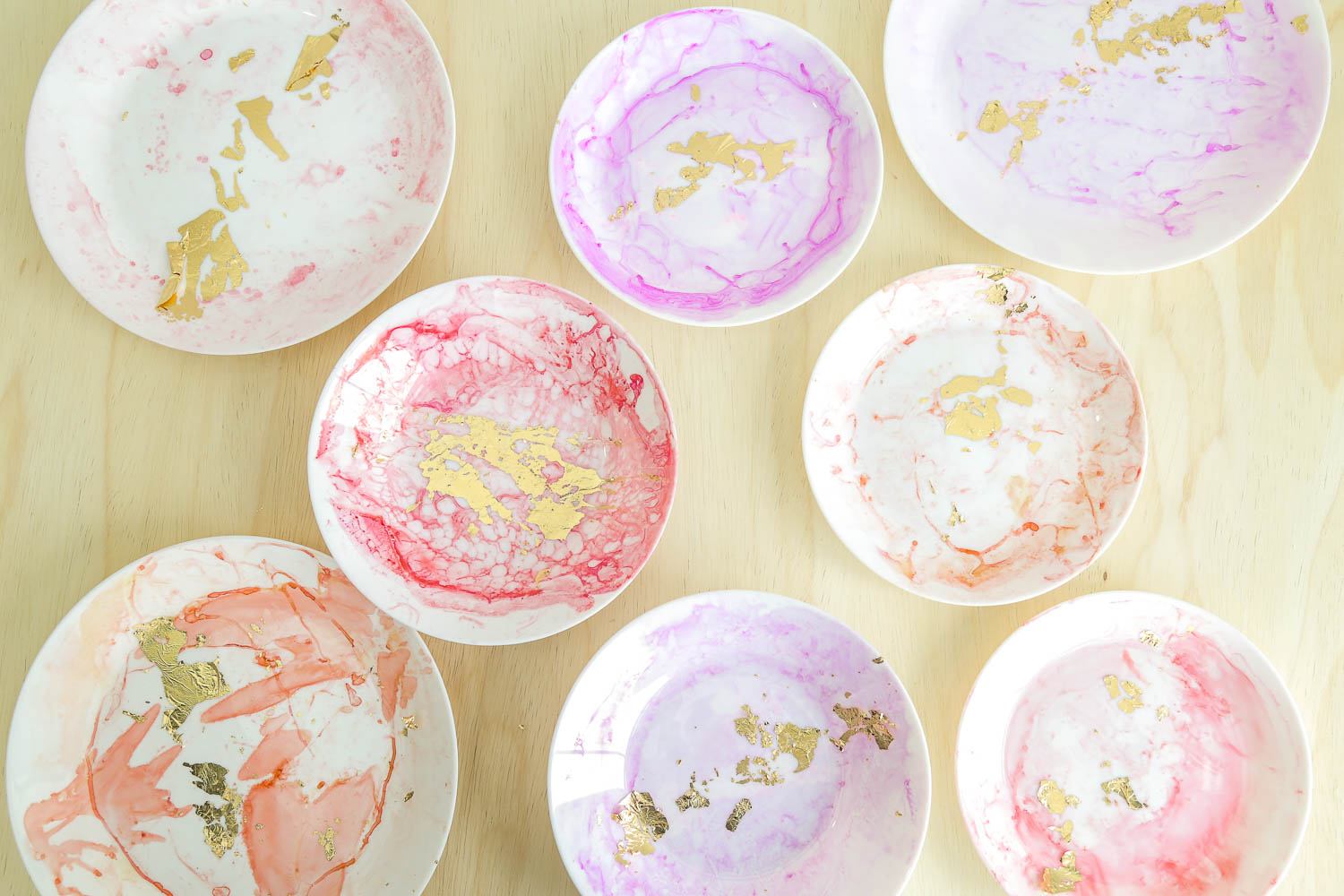 DIY Alcohol Ink Gold Foil Dishware – Makeful